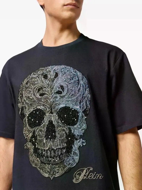 Philipp Plein Skull-embroidered T-shirt