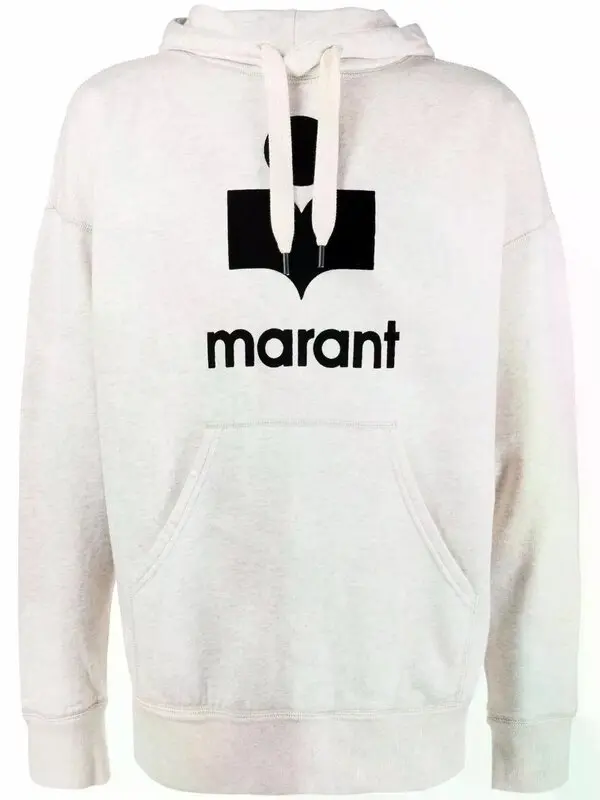 Isabel Marant Flocked Logo Hoodie - Neutrals
