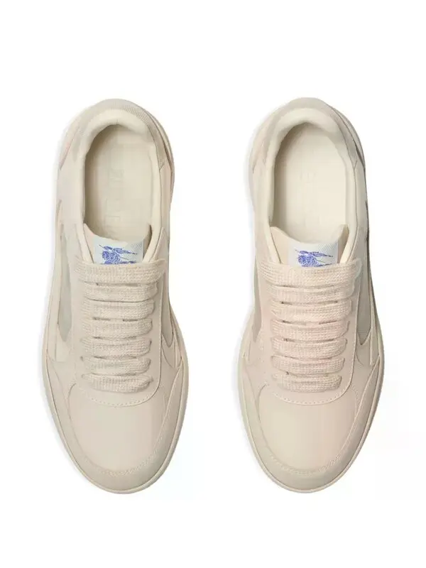Burberry Terrace Check-panel Leather Sneakers - Neutrals