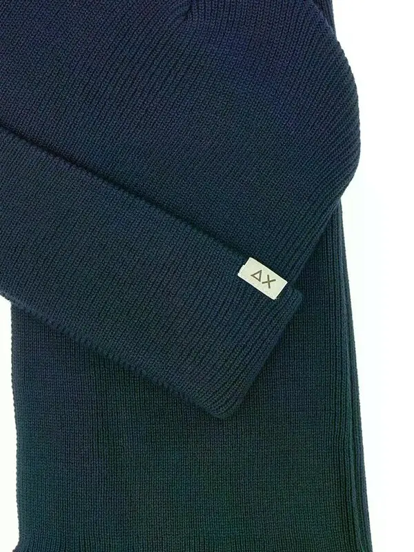 SUN 68 Micro-ribbed Beanie And Scarf Set - Blue