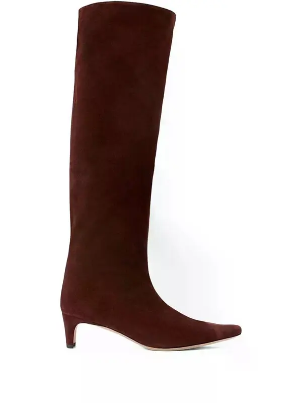 Staud 55mm Pointed-toe Suede Boots - Red