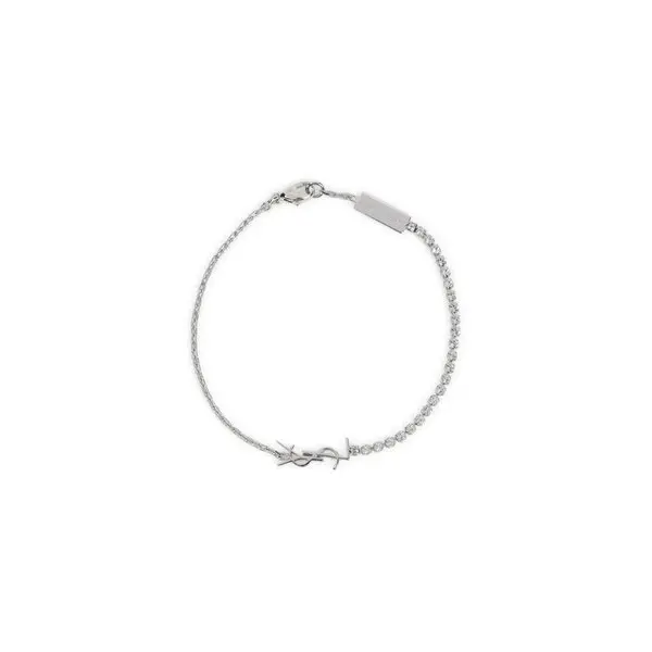 Saint Laurent Silver Brass Bracelet - Grey