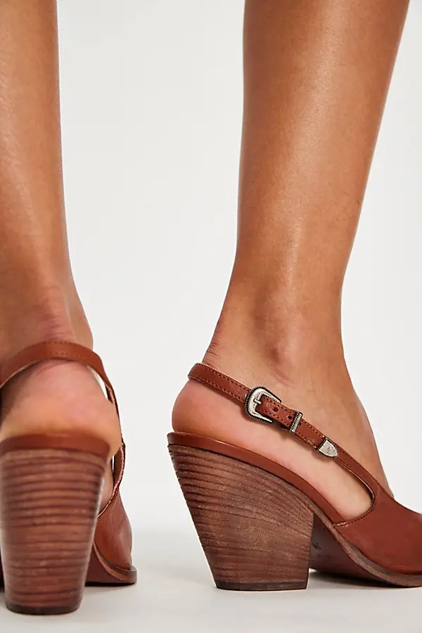 Free People Brayden Slingback Heels - Sunbaked Brown