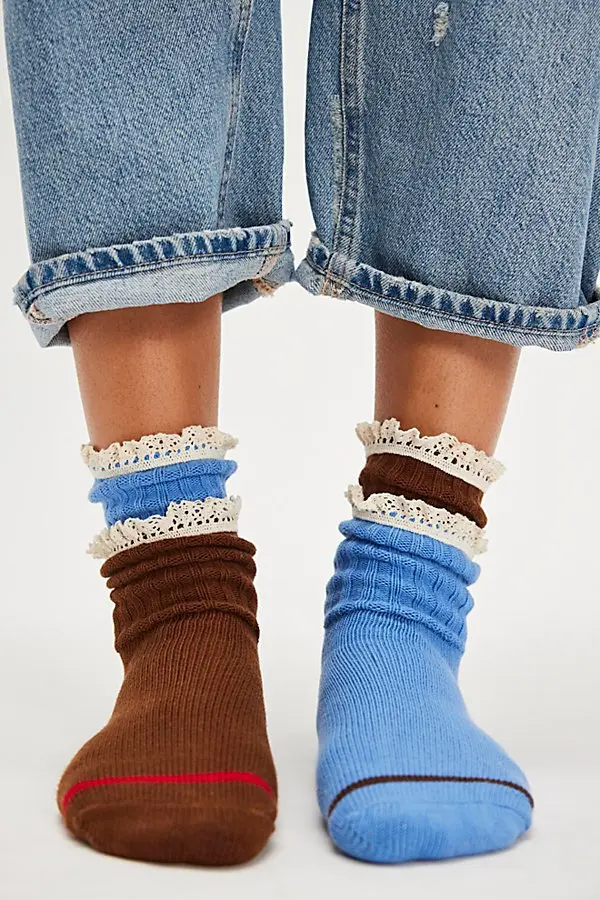 Free People Crochet Trim Trouser Socks - Brown