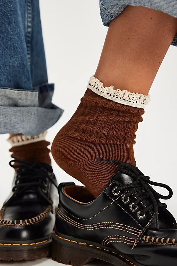 Free People Crochet Trouser Socks - Brown