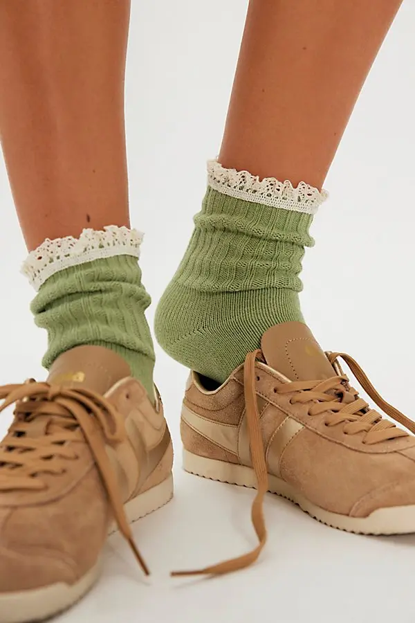Free People Crochet Trouser Socks - Sage