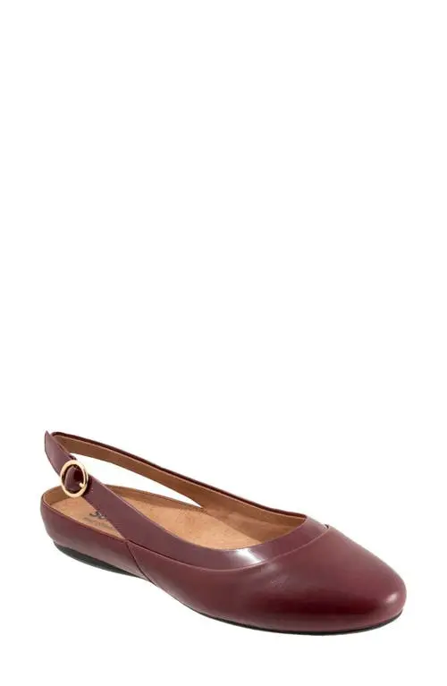 Softwalk Slingback Leather Flat - Cherry