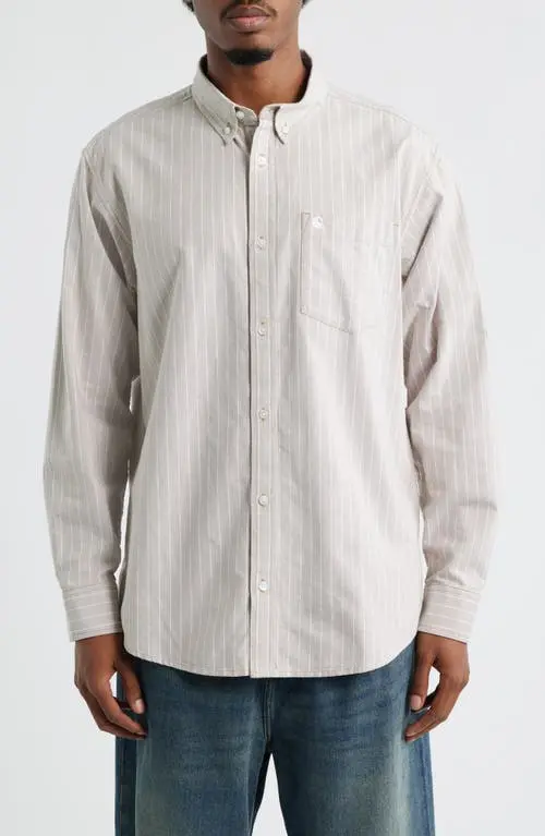 Carhartt Work In Progress Cassel Cotton Oxford Button-down Shirt - Cassel Stripe Peanut /white