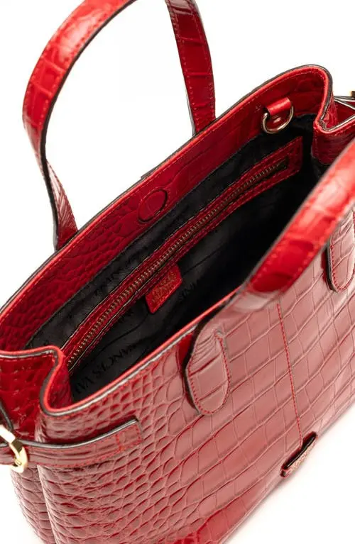 FRANCES VALENTINE Amalie Croc-embossed Leather Shoulder Bag