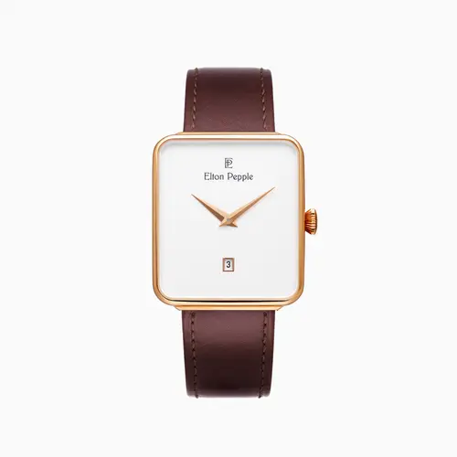 ELTON PEPPLE Oaktonloop Watch - Egshl White/drk Brwn/rose Gold