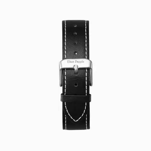 ELTON PEPPLE Watch With Calfskin Leather Strap - Eggshell White/black/silver