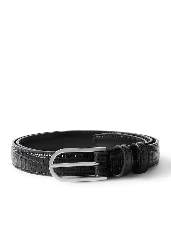 Celine 2cm Lizard-effect Leather Belt - Black