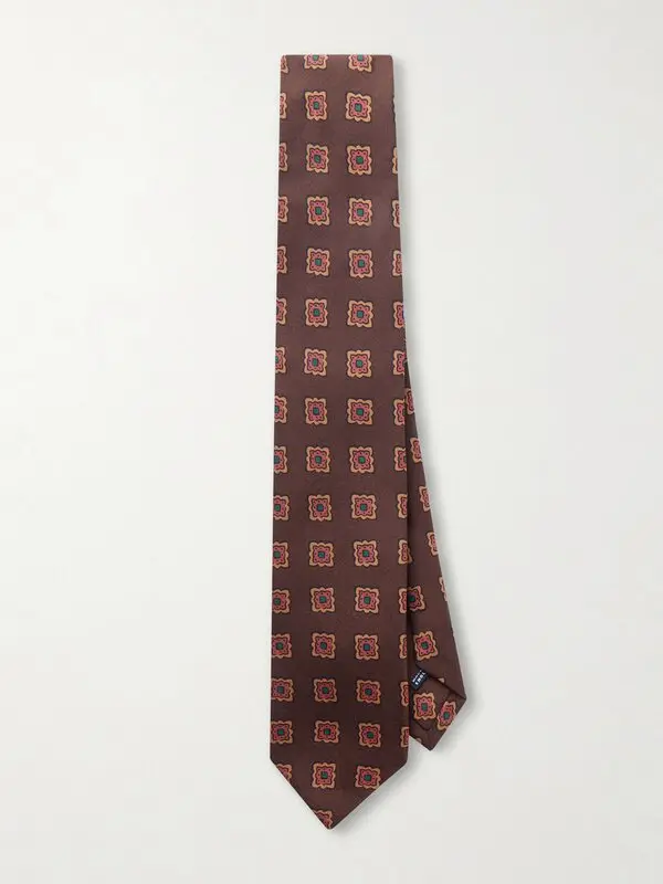 DRAKE'S 8cm Floral-print Wool And Silk-blend Neck Tie - Brown