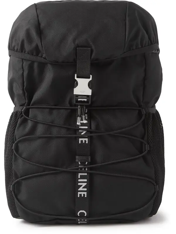 Celine Homme Logo Webbing-trimmed Gabardine Backpack - Black