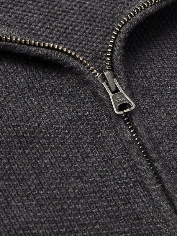 Aimé Leon Dore Embroidered Ribbed Cotton Half-zip Sweater - Gray