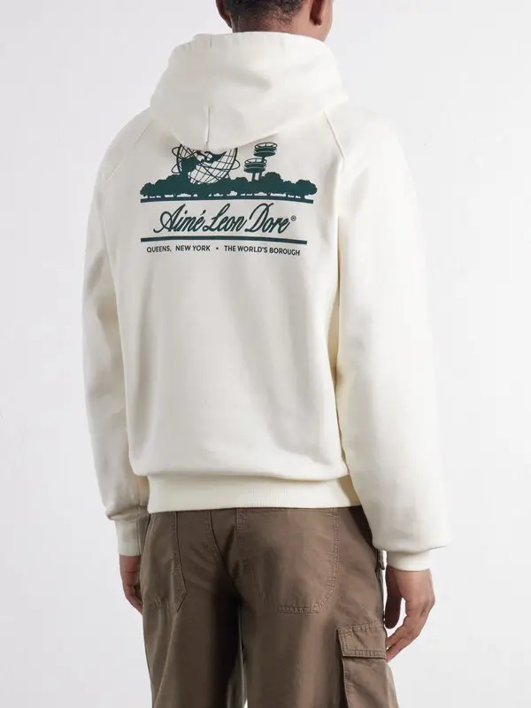 Aimé Leon Dore Unisphere Logo-print Cotton-jersey Hoodie - Neutrals