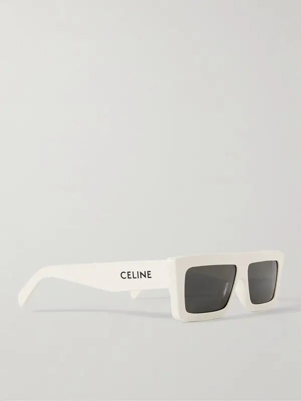 Celine Monochrome 02 Rectangle-Frame Sunglasses - White  display picture 3