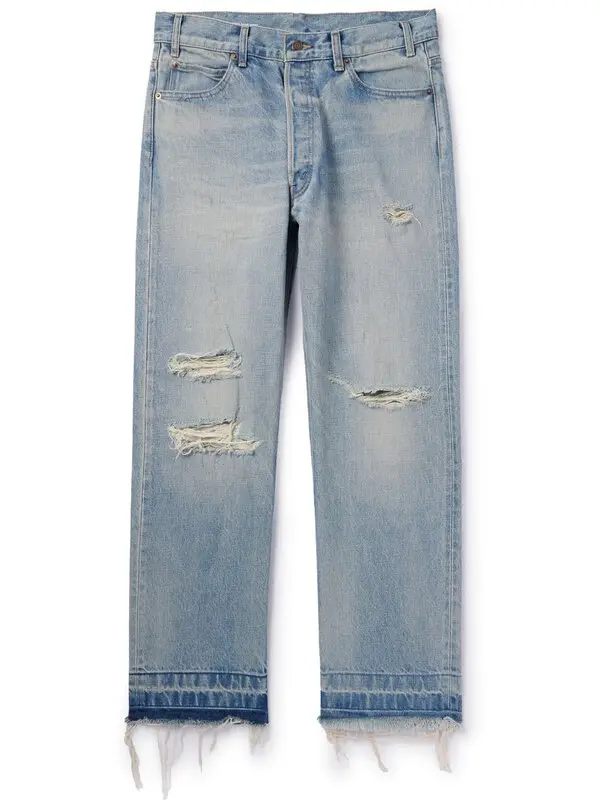 Celine Wesley Straight-leg Distressed Jeans - Blue