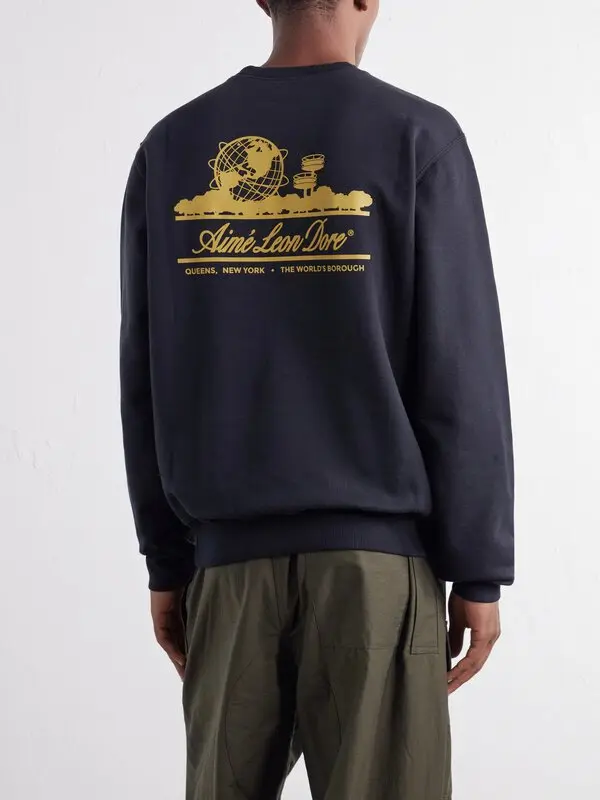 Aimé Leon Dore Unisphere Logo-print Cotton-jersey Sweatshirt - Black