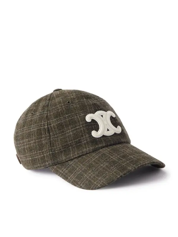 Celine Homme Checked Wool-felt Baseball Cap - Brown