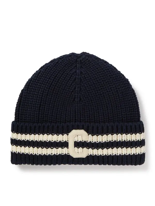 Celine Striped Cotton Beanie - Blue