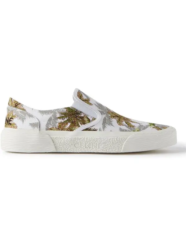 Celine Printed Canvas Slip-on Sneakers - Neutrals