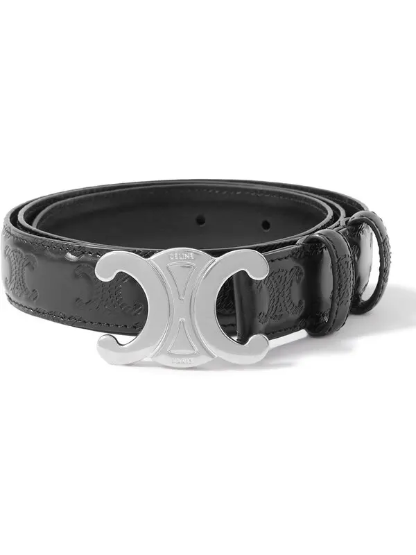 Celine Homme 2.5cm Triomphe Leather Belt - Black