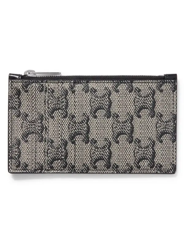 Celine Triomphe Coated-canvas Zipped Cardholder - Black