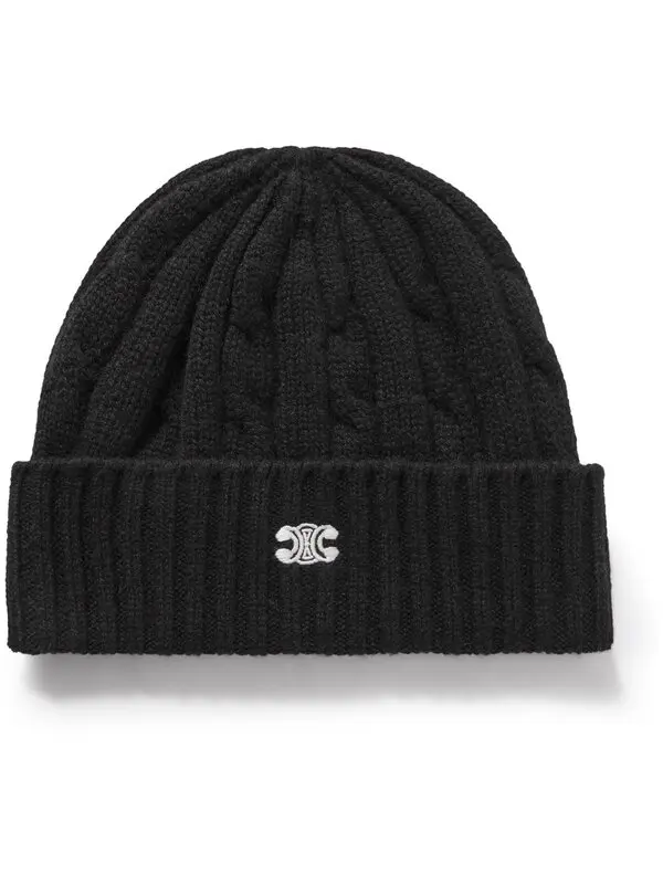 Celine Logo-embroidered Cashmere Beanie - Black