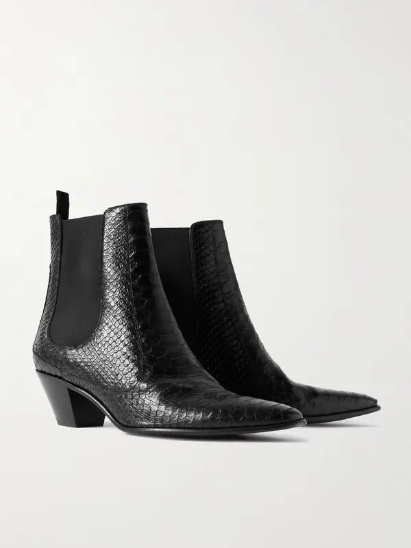 Celine Snake-effect Leather Chelsea Boots
