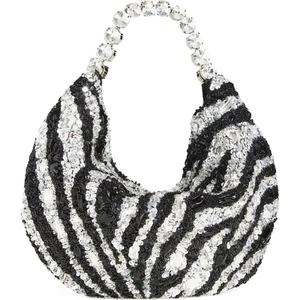 L’ALINGI Striped Hobo Bag With Crystal Handle