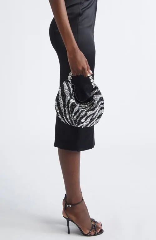 L’ALINGI Striped Hobo Bag With Crystal Handle