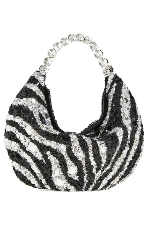 L’ALINGI Striped Hobo Bag With Crystal Handle