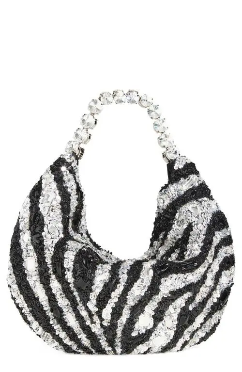 L’ALINGI Striped Hobo Bag With Crystal Handle