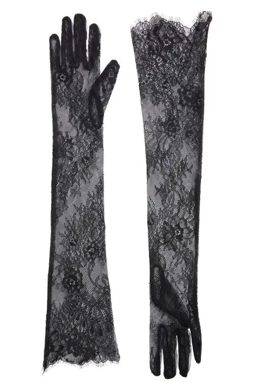 HIGH HEEL JUNGLE Chantilly Lace Long Gloves - Black