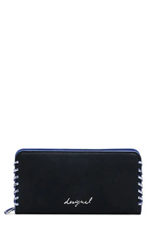 Desigual Faux Leather Zip Around Wallet - Black