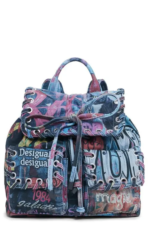 Desigual Mini Denim Lace-up Backpack