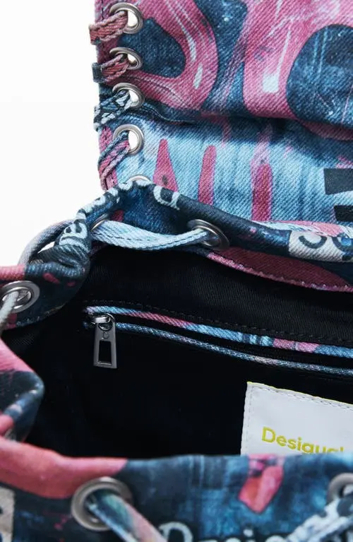Desigual Mini Denim Lace-up Backpack