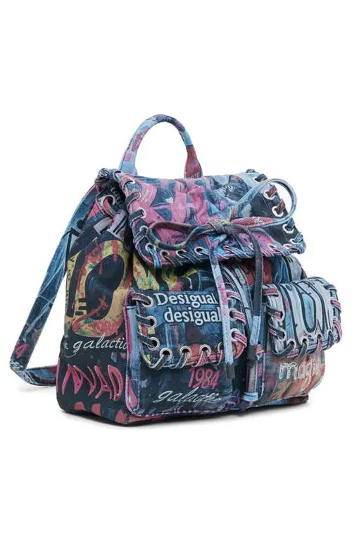 Desigual Mini Denim Lace-up Backpack