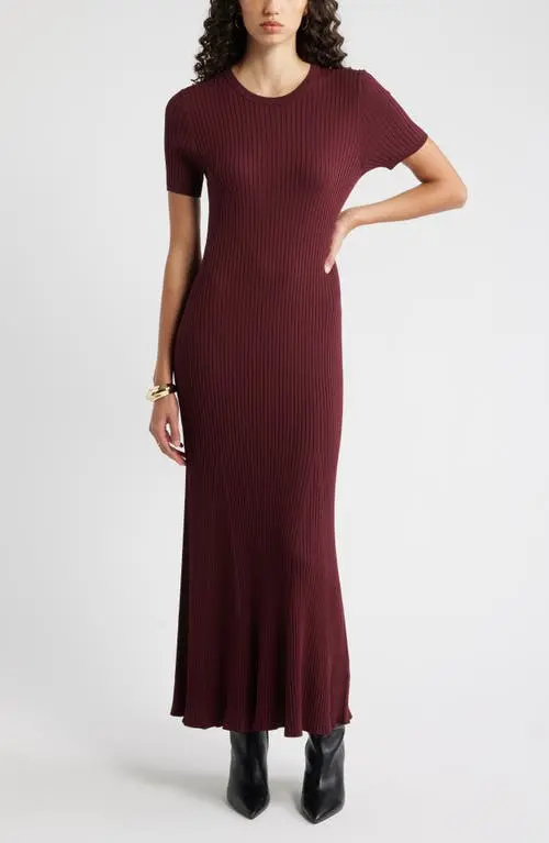 Nordstrom Rib Knit A-line Dress - Burgundy Royale