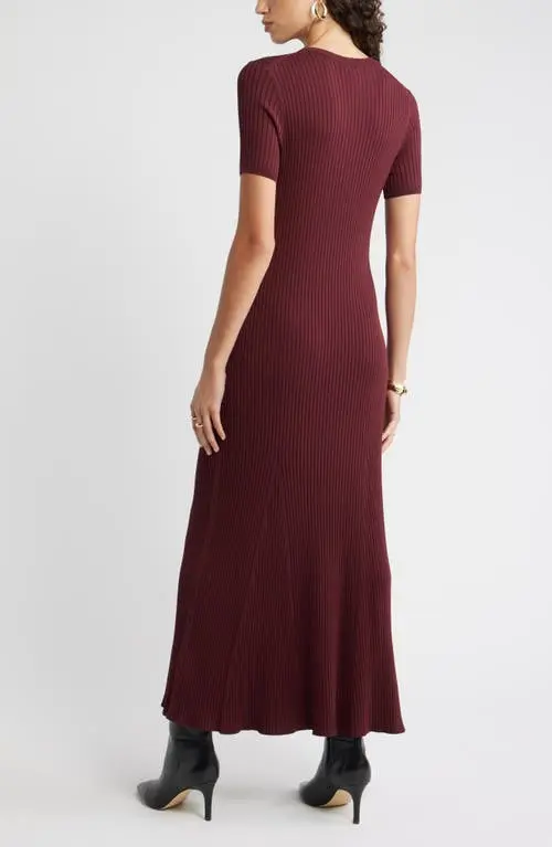 Nordstrom Rib Knit A-line Dress - Burgundy Royale