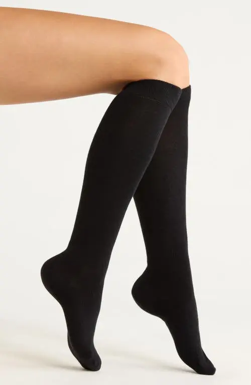 Nordstrom Knee-high Merino Wool Blend Socks - Black