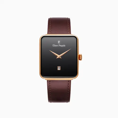 ELTON PEPPLE Classic Montclareloop Strap Watch - Black/dark Brown/rose Gold