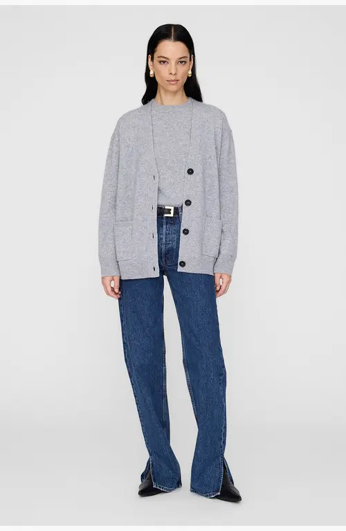 ANINE BING Jackson Cashmere Cardigan - Medium Heather Grey
