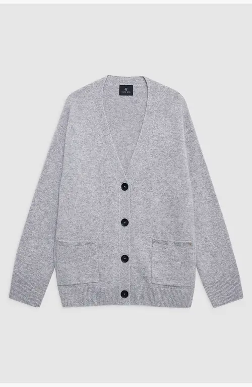 ANINE BING Jackson Cashmere Cardigan - Medium Heather Grey