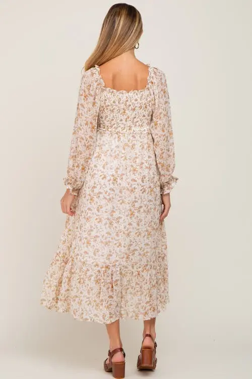 PINKBLUSH Floral Chiffon Ruffle Maxi Dress