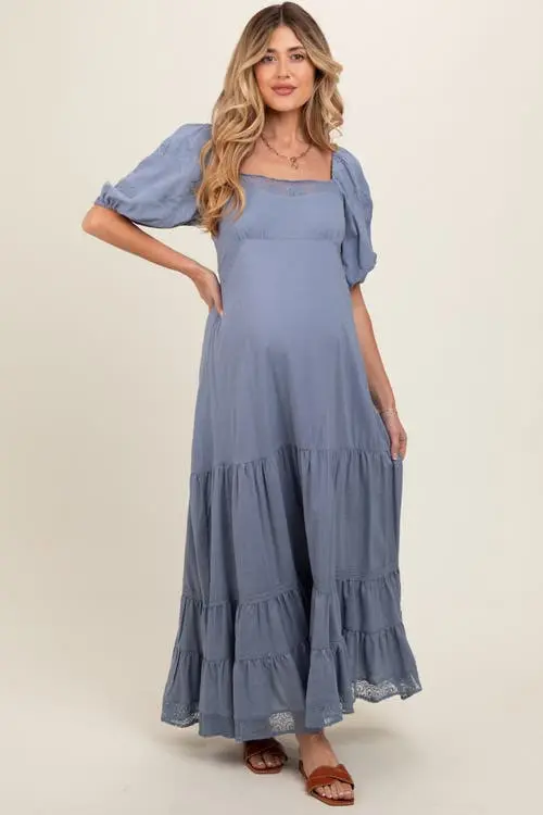 PINKBLUSH Lace Insert Maternity Maxi Dress