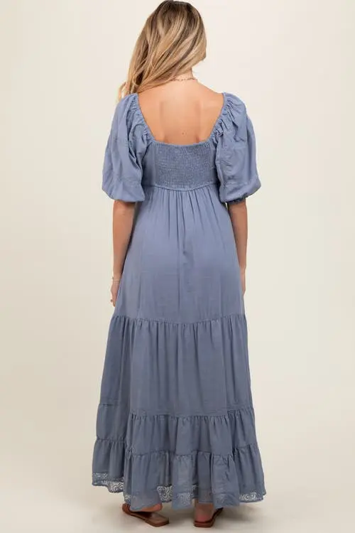 PINKBLUSH Lace Insert Maternity Maxi Dress