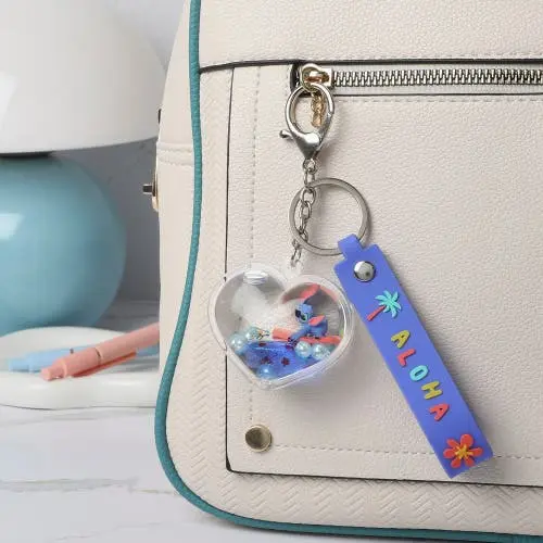Disney Stitch Liquid Surfing Keychain