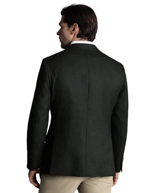 CHARLES TYRWHITT Wool Texture Slim Fit Jacket - Dark Green